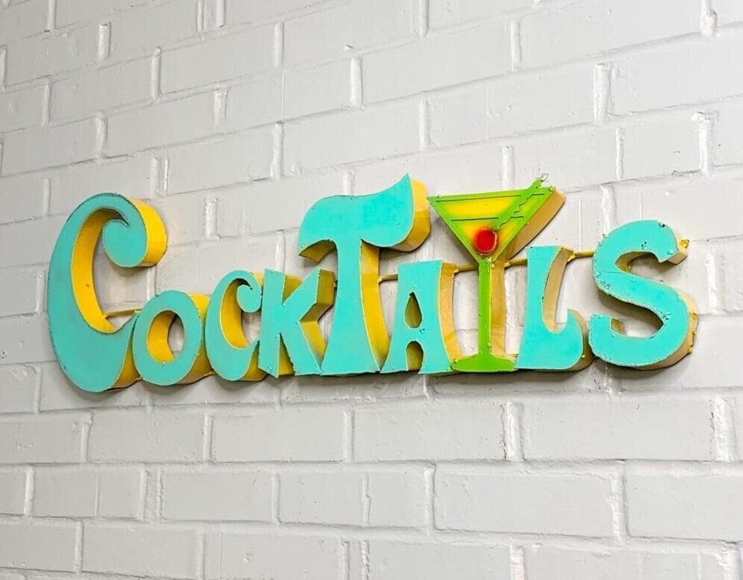 Metal Cocktails Bar Sign Yard Art Man Cave Garage Decor for Him - Etsy