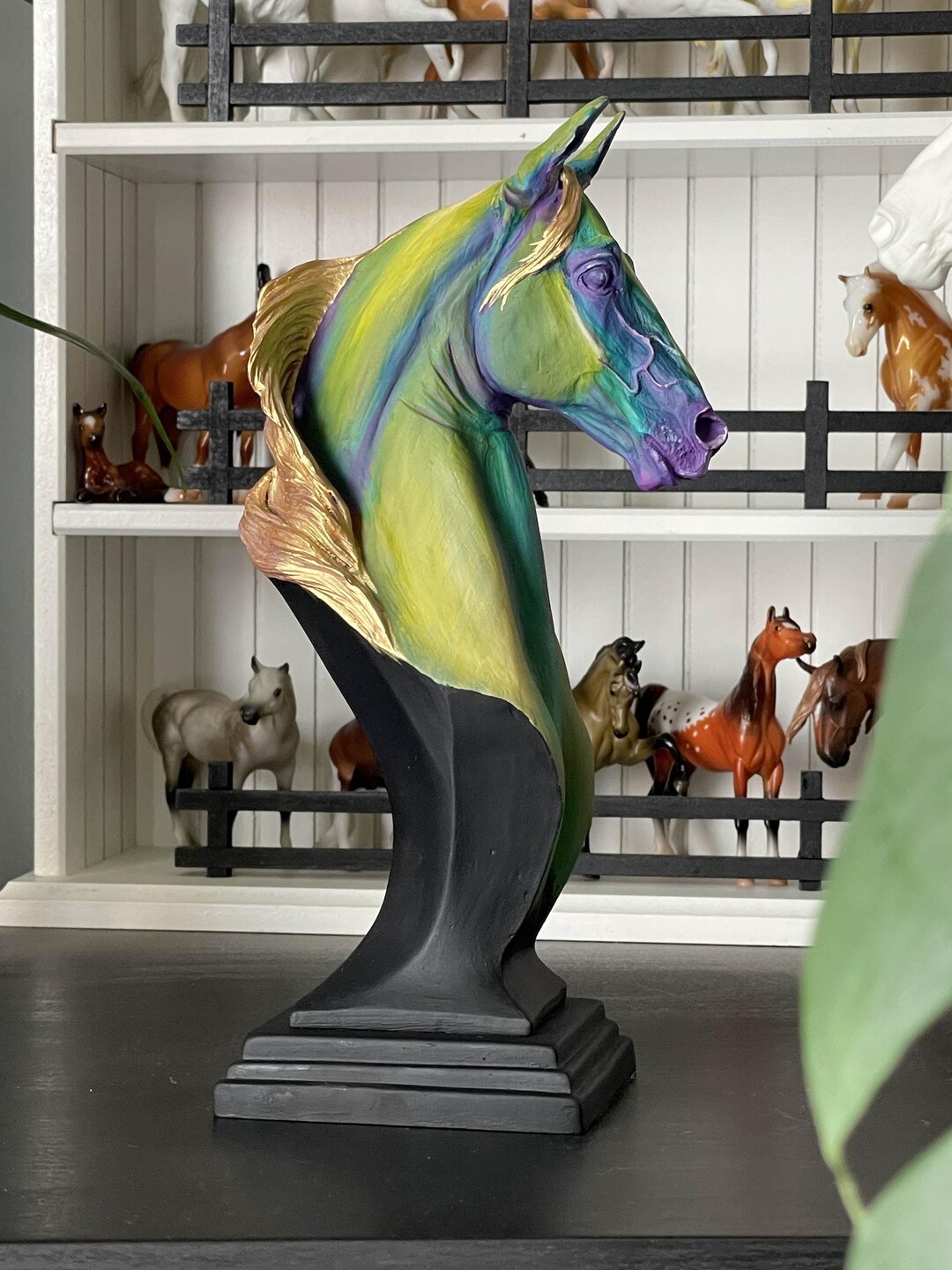 Pat Kasper Hackney Horse Pony Bust Green/gold - Etsy