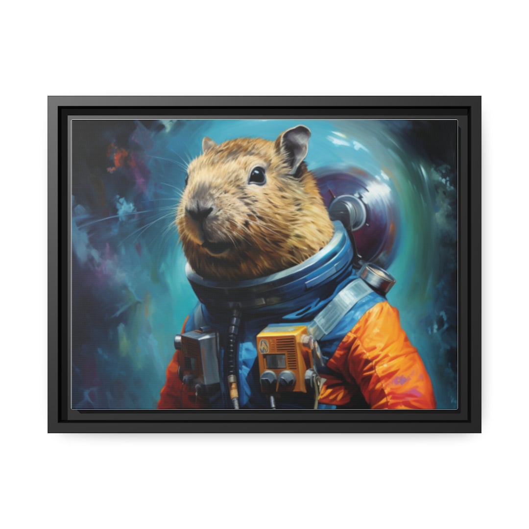 Cute Capybara Astronaut Space Wall Picture Canvas for Living Room ...