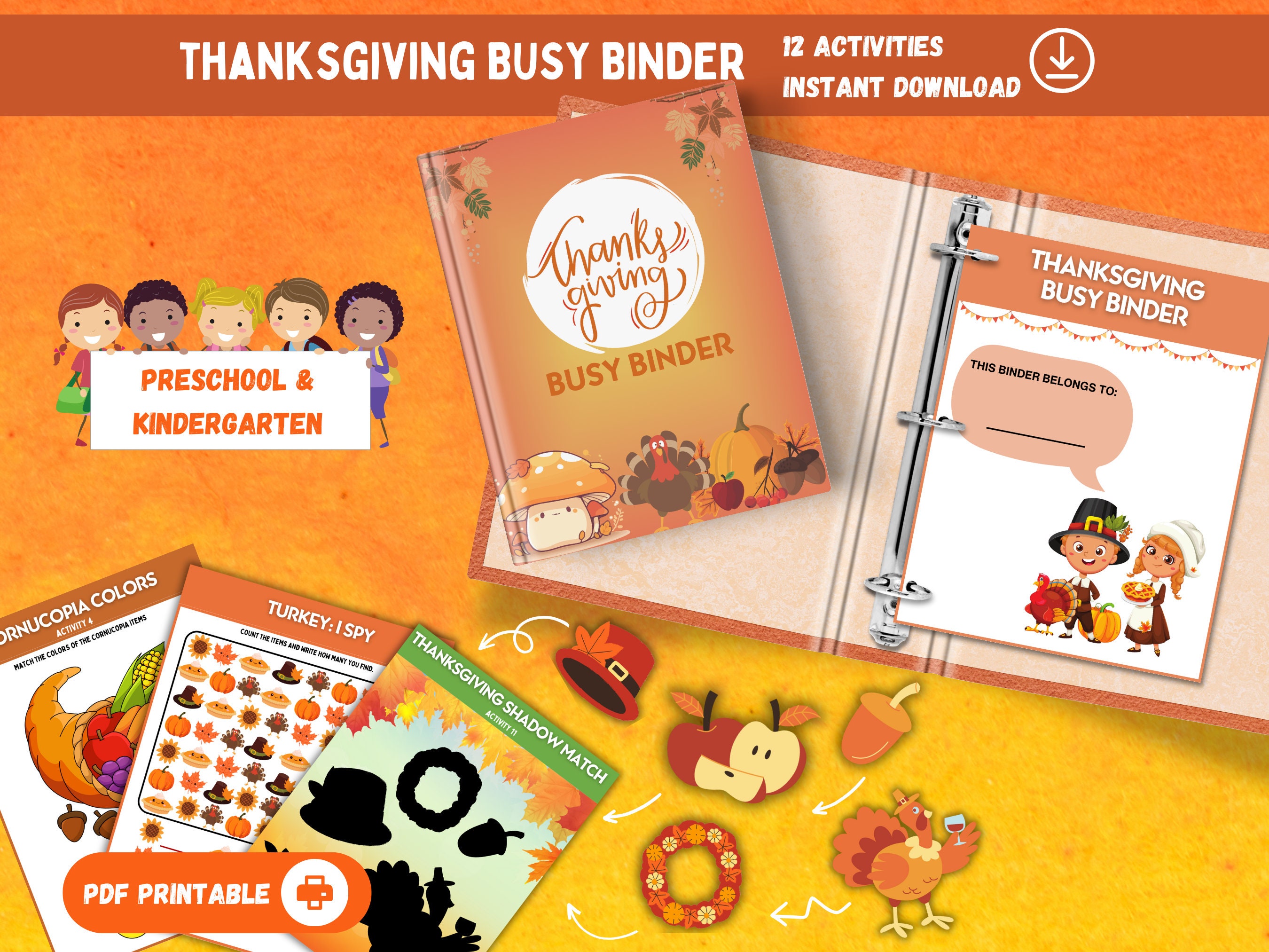 Thanksgiving Binder | Busy Book | Learning Binder | Montessori ...