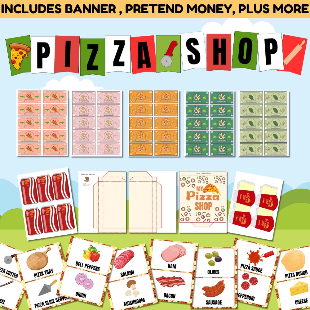Dramatic Play Pizza Shop Printables | Kids Pizzeria Pretend Play ...