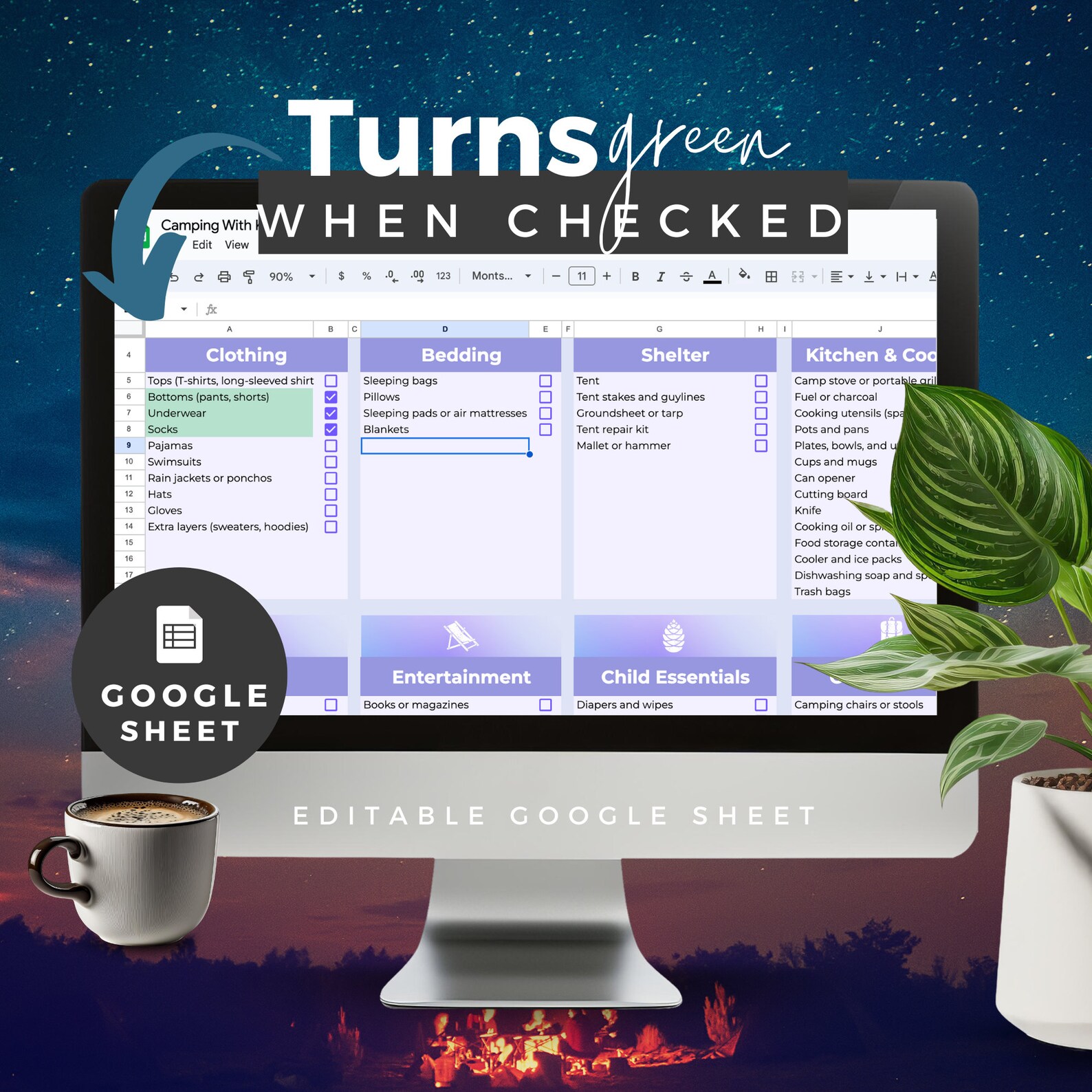 Family Camping Packing List Template in Google Sheets Custom Packing ...
