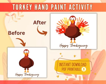 Thanksgiving Turkey Handprint Craft - Etsy