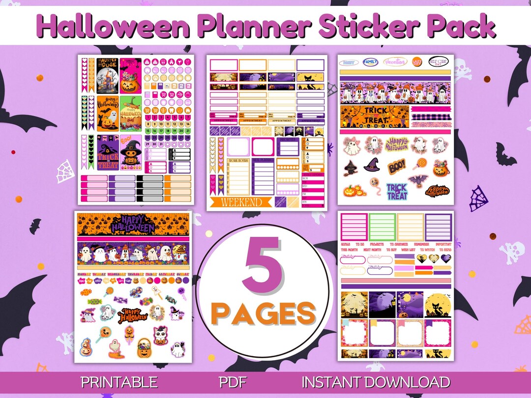 Halloween Digital Planner Stickers | Cute Halloween Stickers | Spooky ...