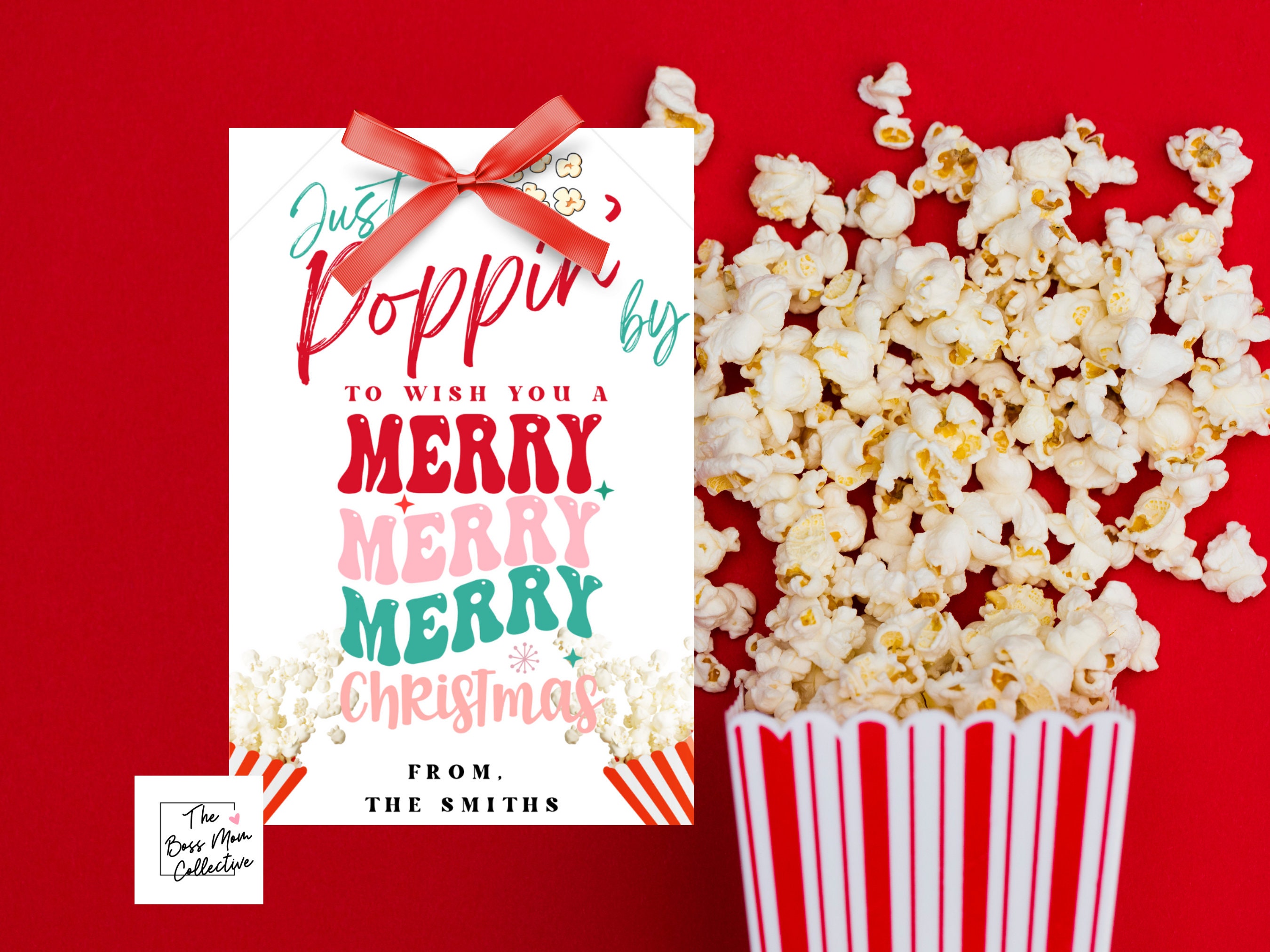 Christmas Gift Tags Popcorn | Secret Santa Office Staff Teacher Gift ...