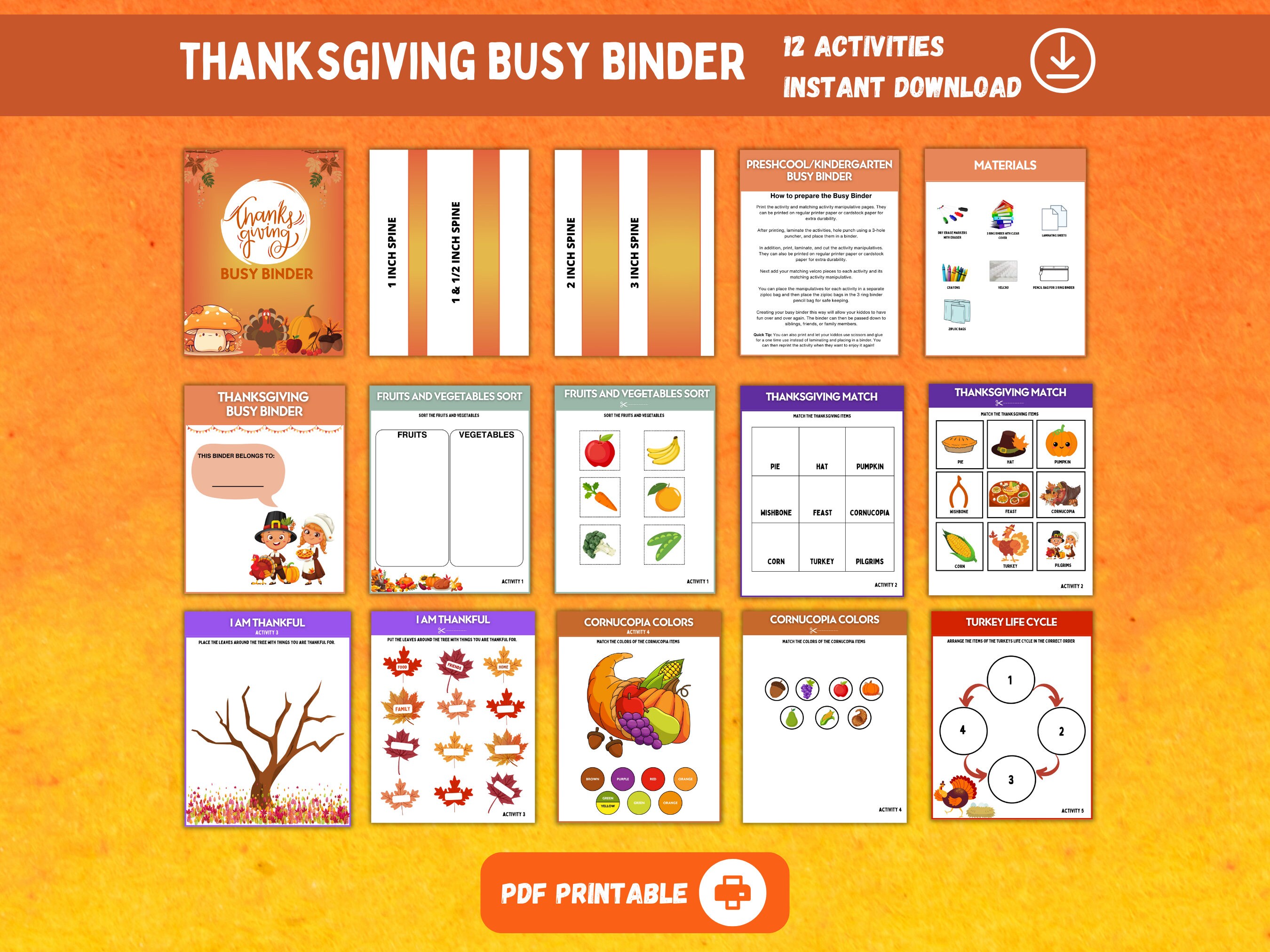 Thanksgiving Binder | Busy Book | Learning Binder | Montessori ...