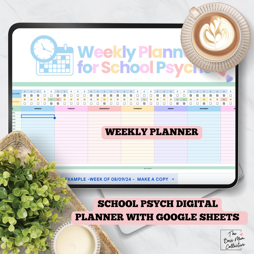 School Psych Google Sheet Planner | School Psychologist Weekly Planner ...