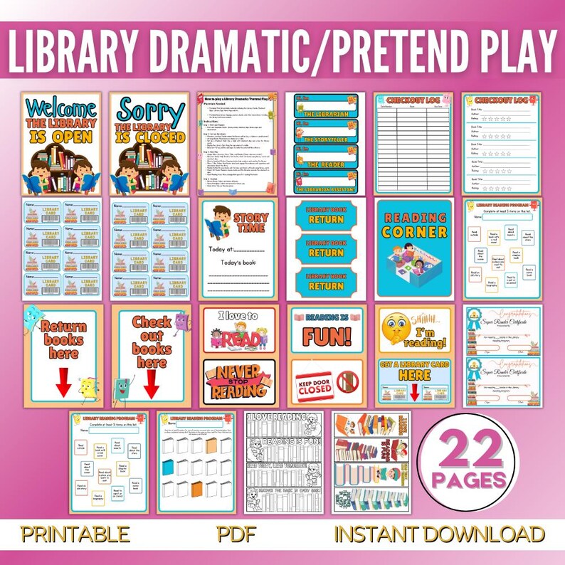 Library Dramatic Play Printable | Pretend Play Classroom | Imaginative ...