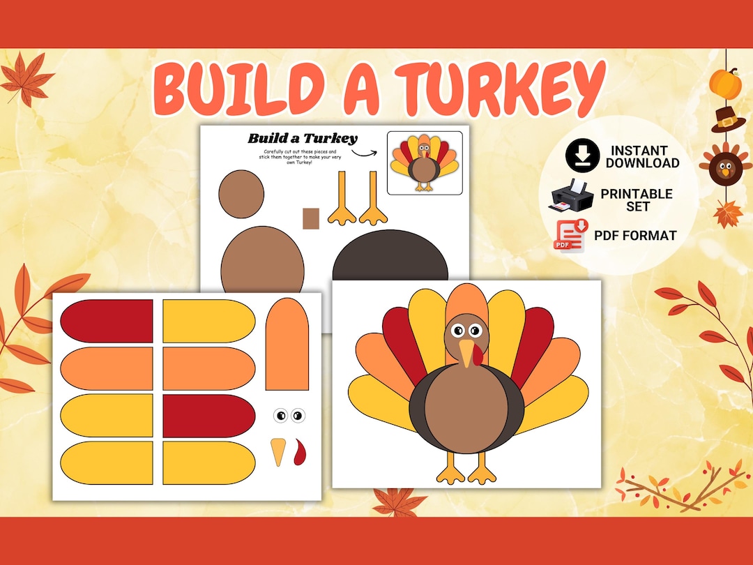 Build a Turkey Craft Printable - Thanksgiving Activity for Kids - Fun ...