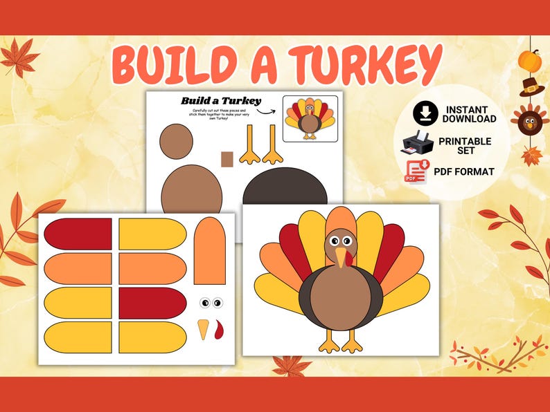 Build a Turkey Craft Printable - Thanksgiving Activity for Kids - Fun ...