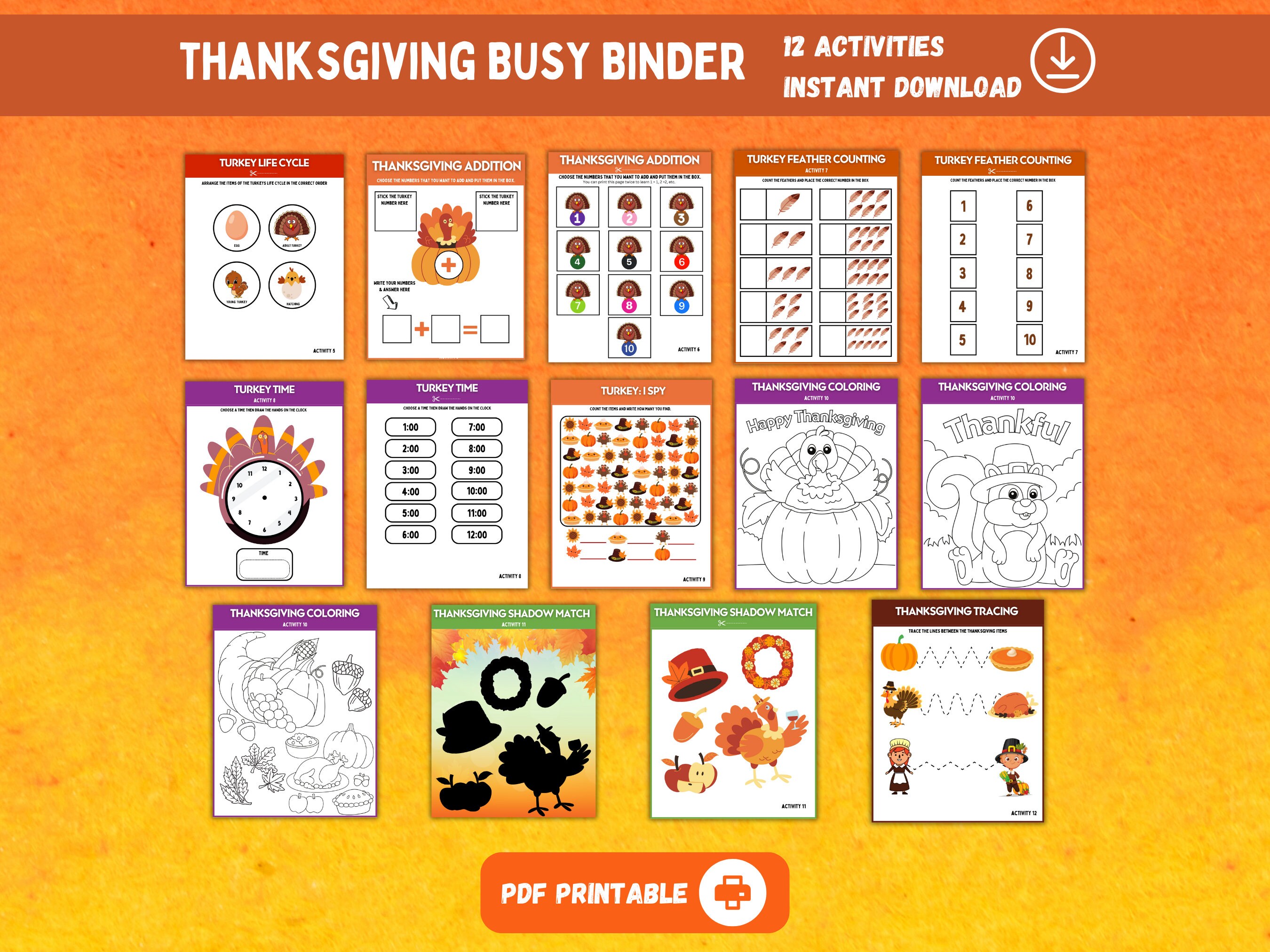 Thanksgiving Binder | Busy Book | Learning Binder | Montessori ...