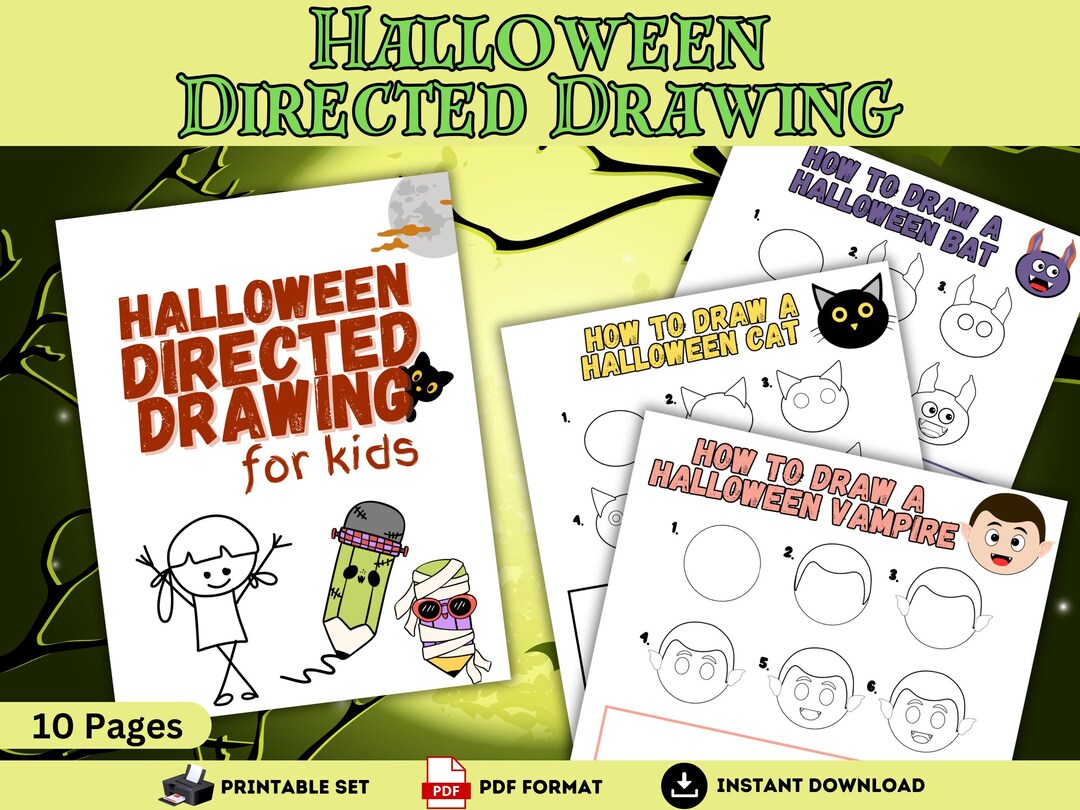 Directed Drawing Halloween Activities - Kids Art Printable - Fun ...