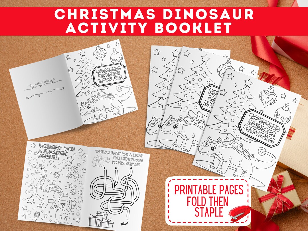 Dinosaur Coloring Pages | Christmas Coloring Page | Digital Download ...