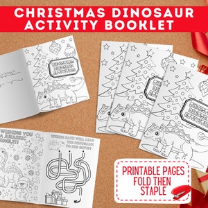 Dinosaur Coloring Pages | Christmas Coloring Page | Digital Download ...