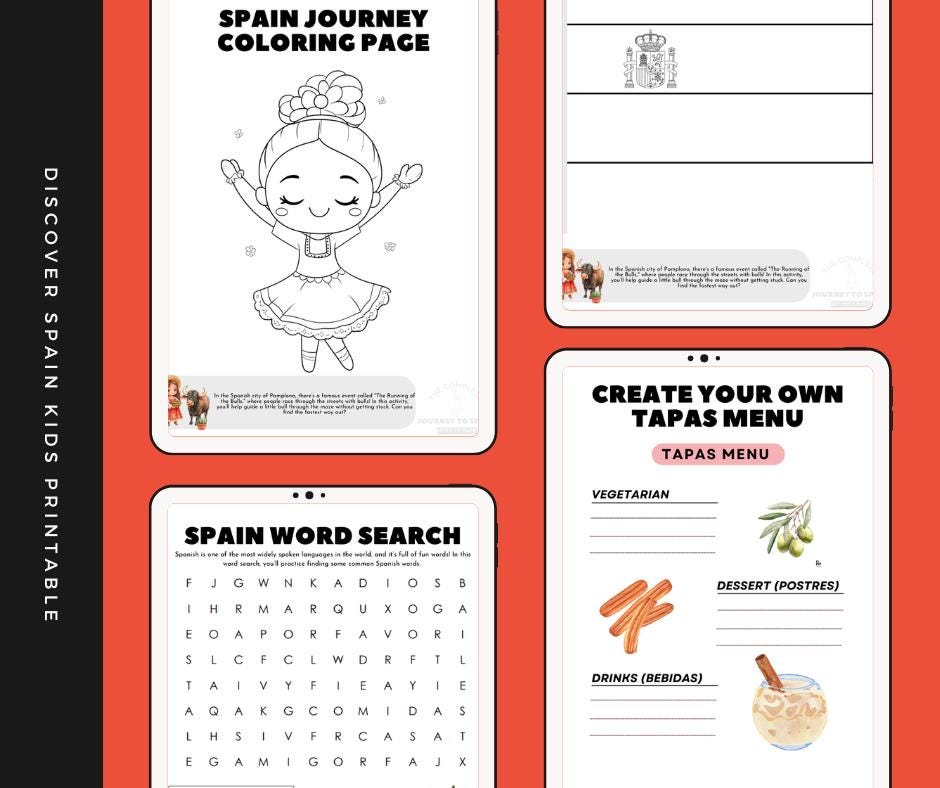 Discover Spain Kids Printable | Printable Travel Activities | Coloring ...