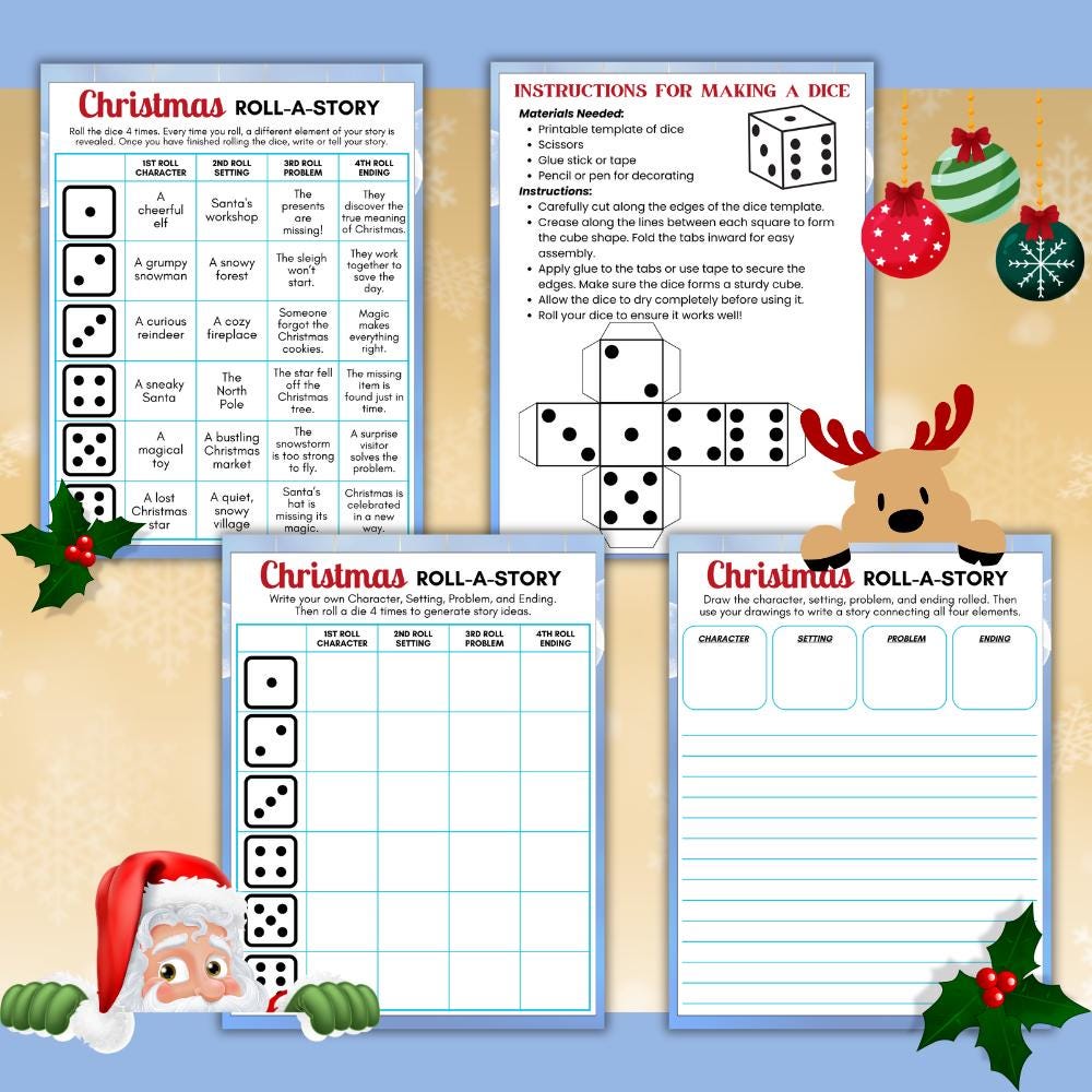 Christmas Roll a Story Game - Creative Writing Prompt - Printable Story ...
