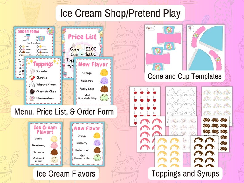 Ice Cream Shop Pretend Play Printables | Kids Dramatic Play | Preschool ...