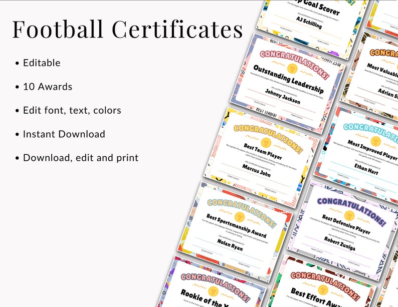 Football Certificates Editable | Editable Football Award Certificates ...