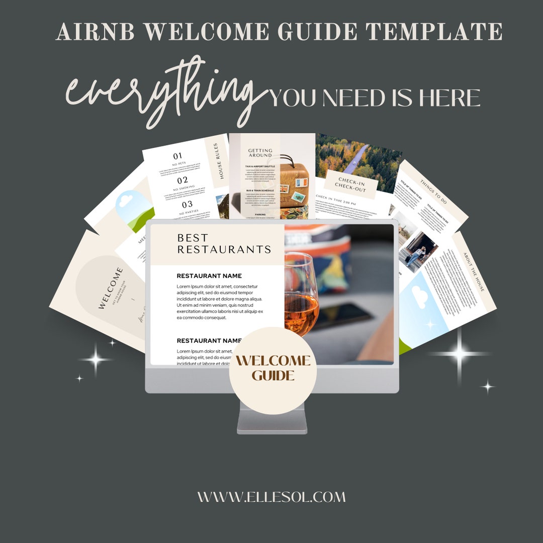 Vrbo Guest Book | Canva Template | Vacation Rental Template | Beach ...
