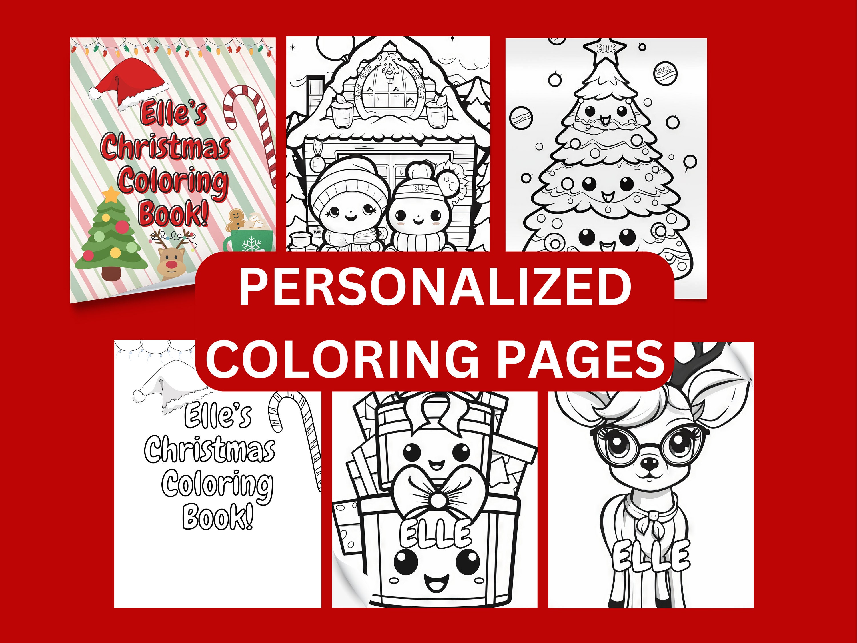 Personalized Christmas Coloring Page Kids Coloring Sheet Holiday ...