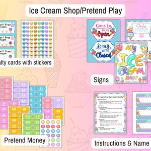 Ice Cream Shop Pretend Play Printables Kids Dramatic Play Preschool ...