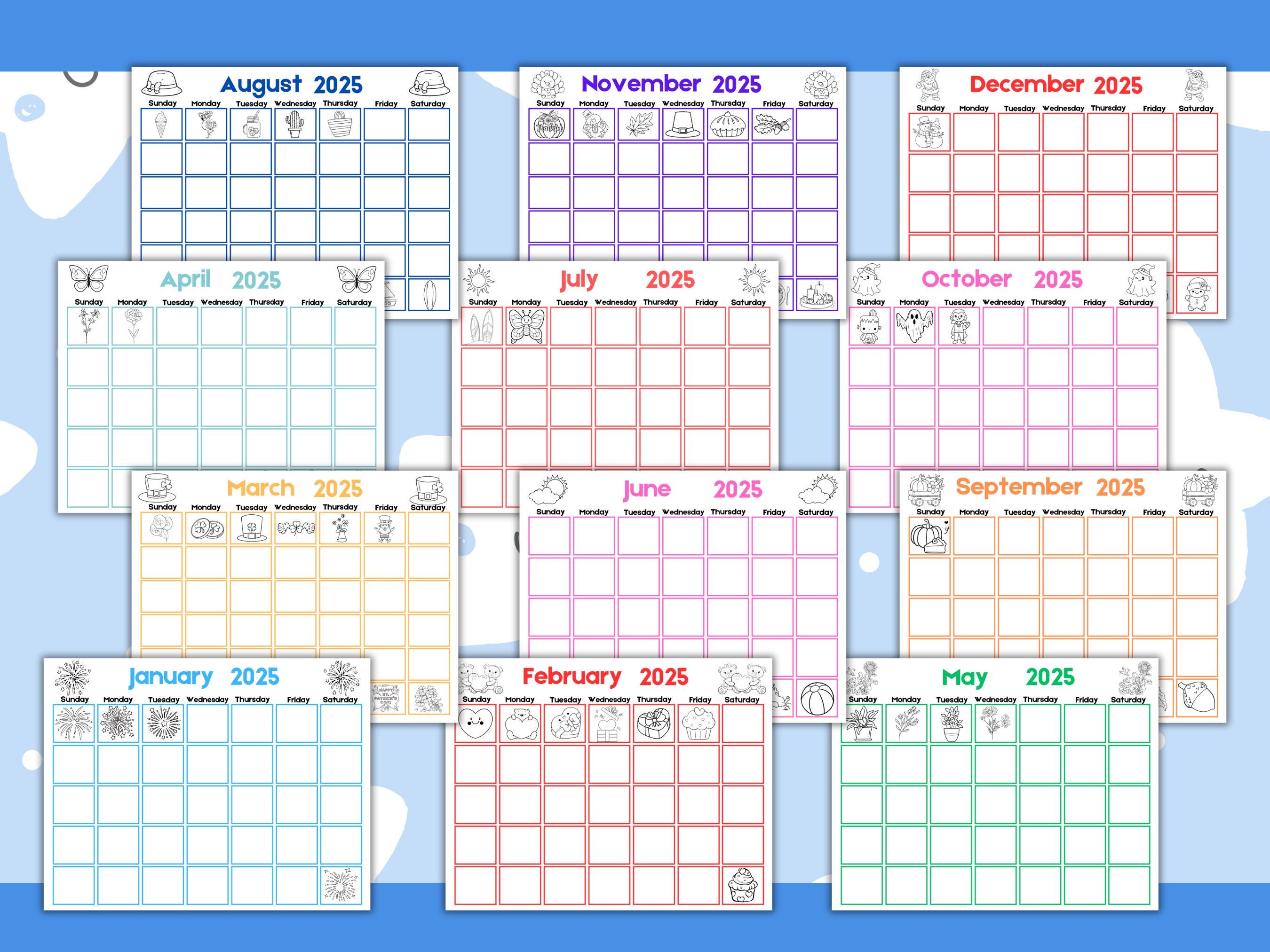 Printable Kids Calendar 2025 - Traceable Numbers for Handwriting ...