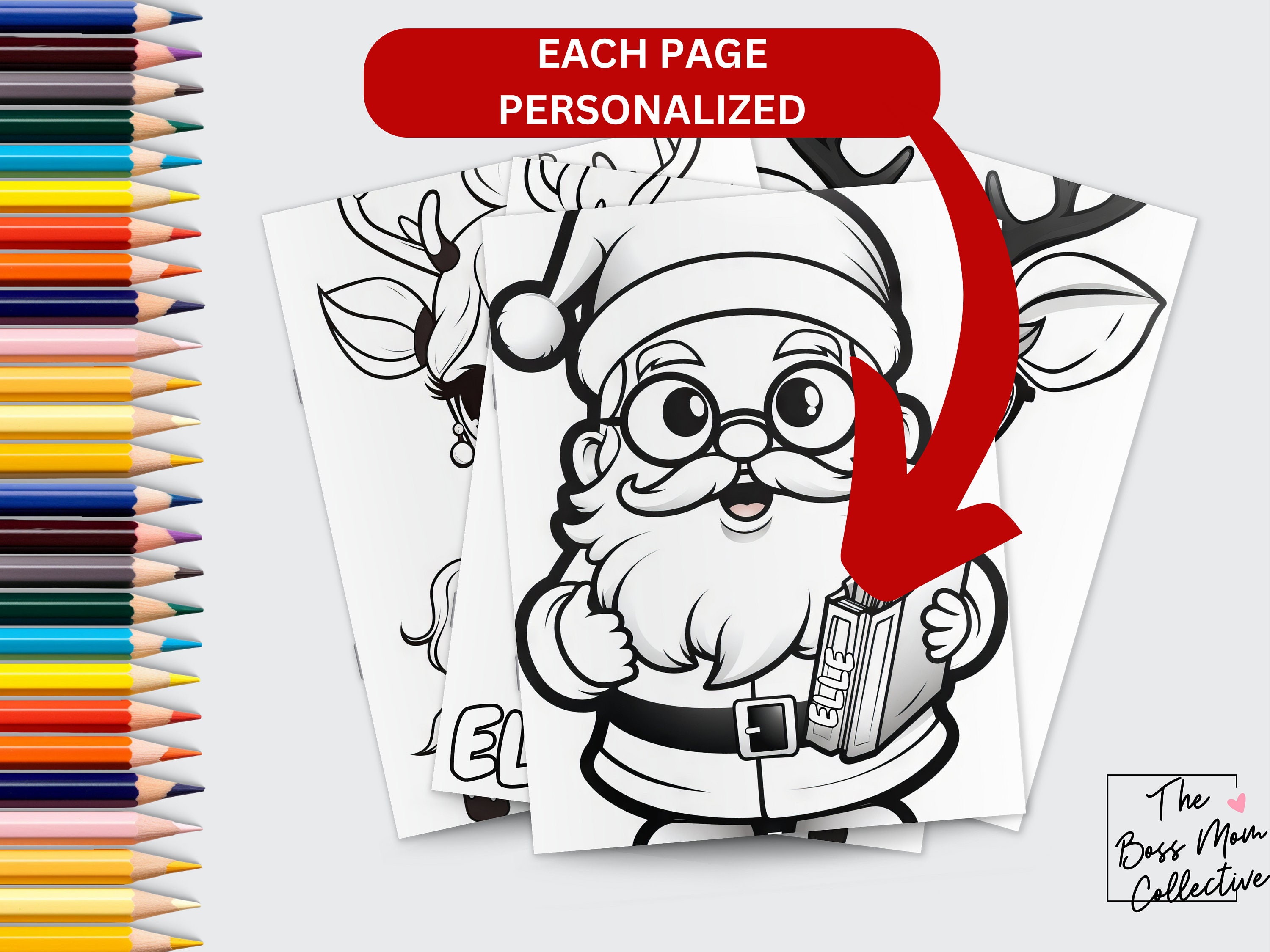 Personalized Christmas Coloring Page Kids Coloring Sheet Holiday ...