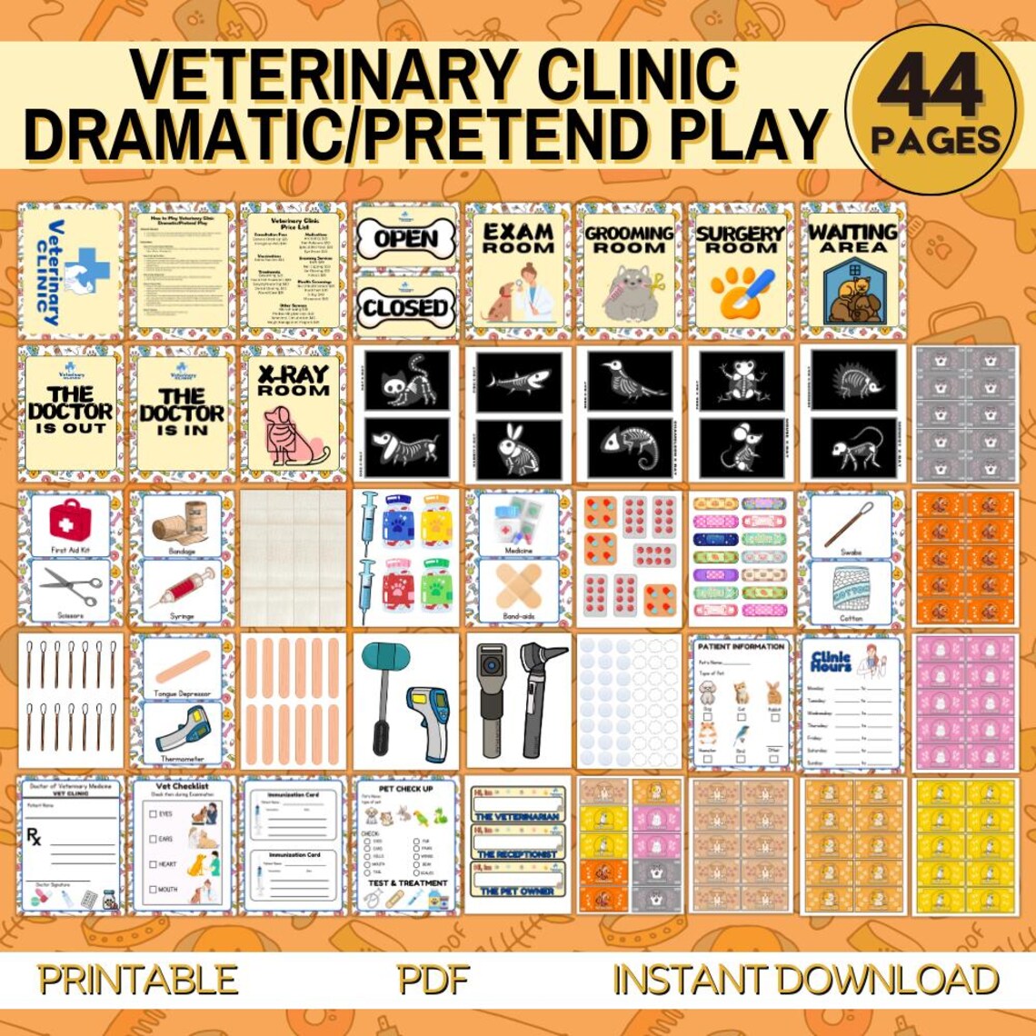 Vet Pretend Play Printables | Animal Hospital Dramatic Play Set | Kids ...
