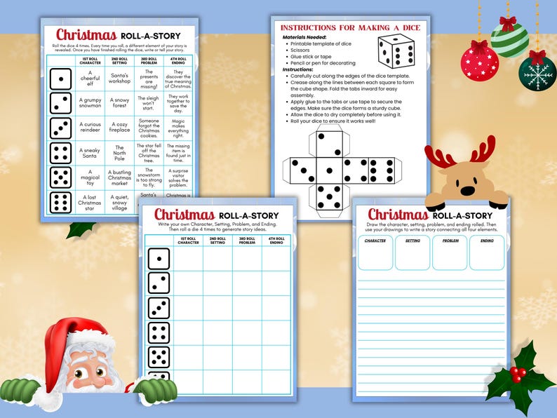 Christmas Roll a Story Game - Creative Writing Prompt - Printable Story ...