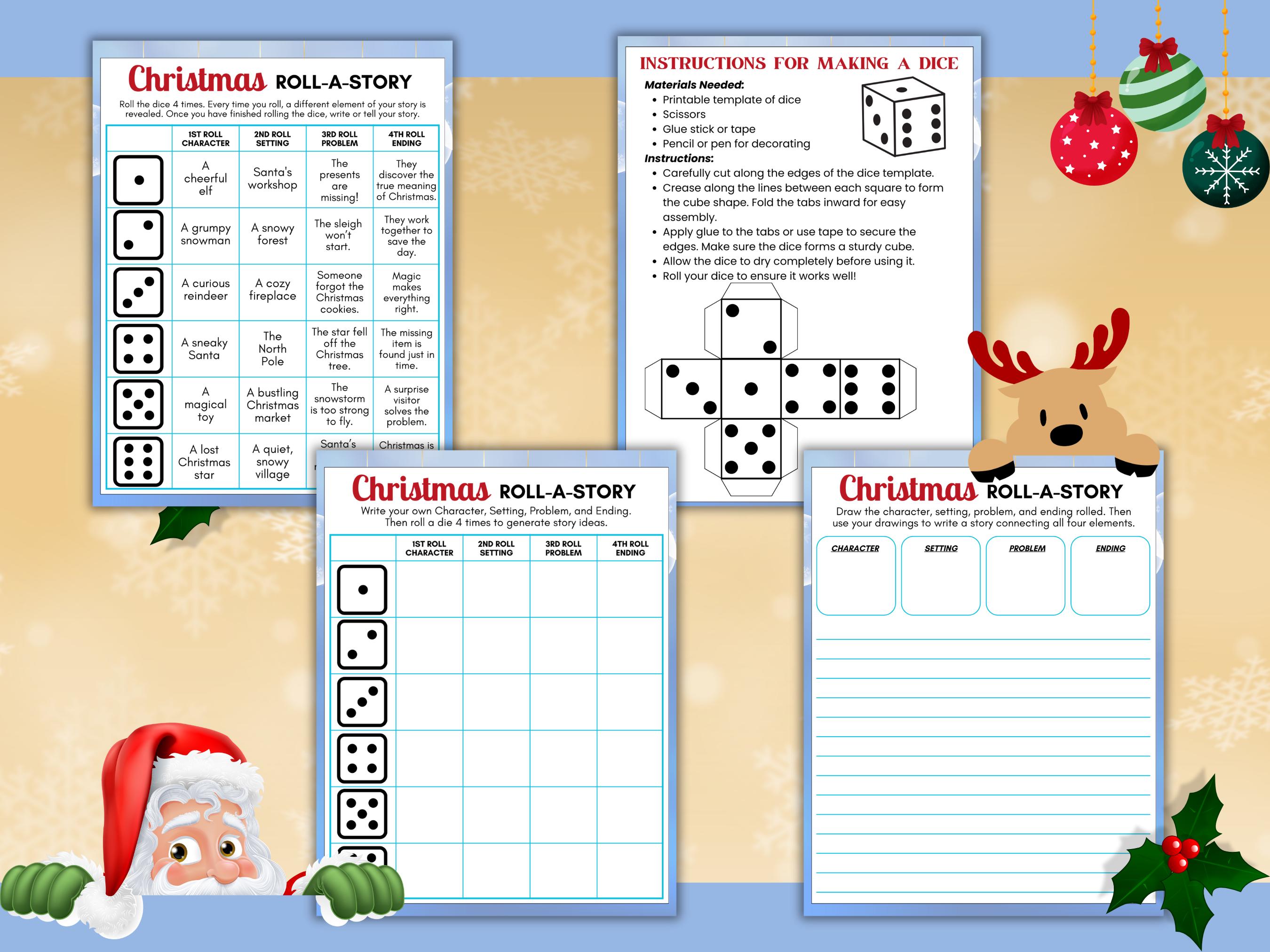 Christmas Roll a Story Game - Creative Writing Prompt - Printable Story ...