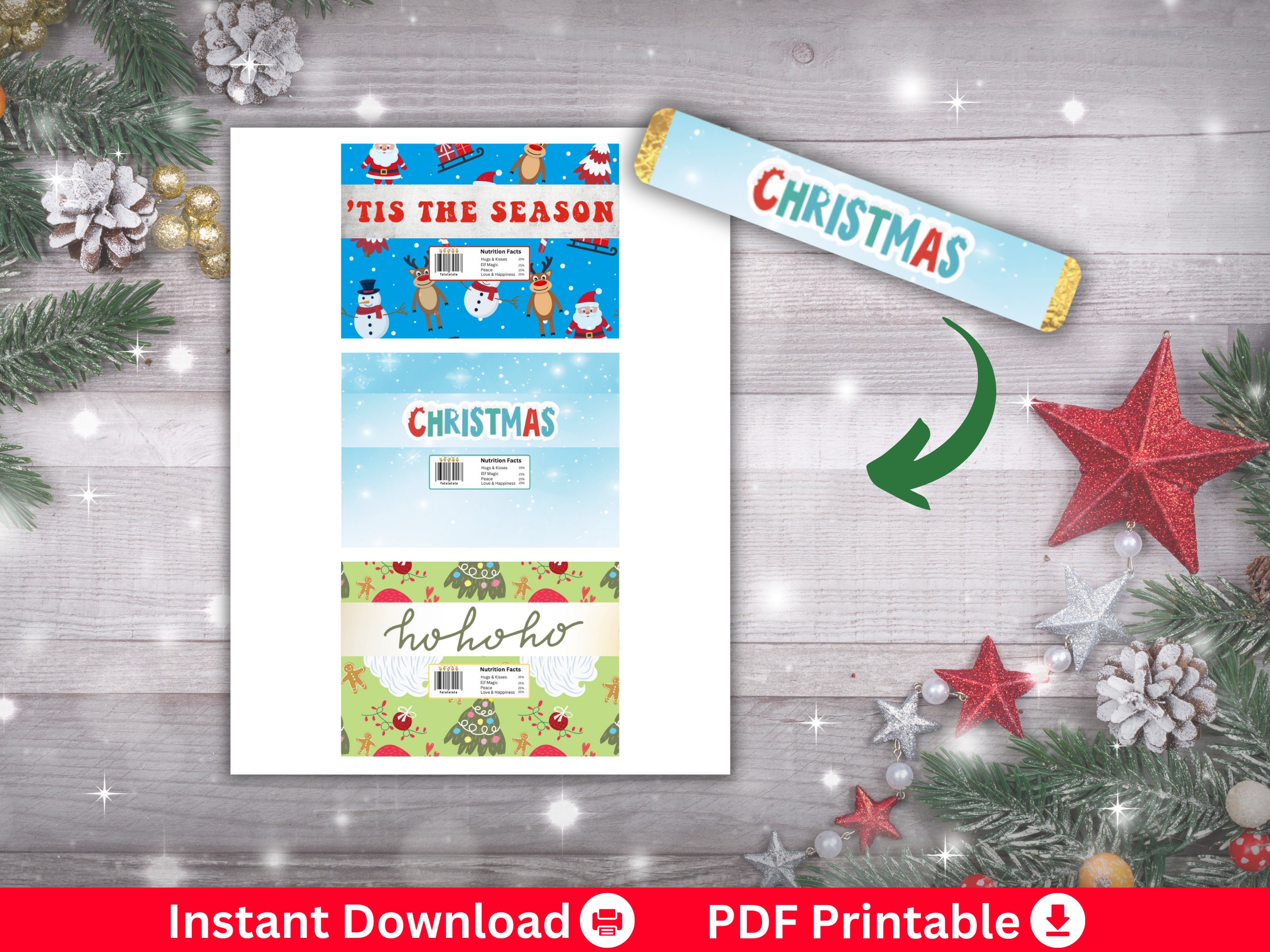 Christmas Candy Bar Wrappers | Christmas Gift Ideas | Digital Download ...