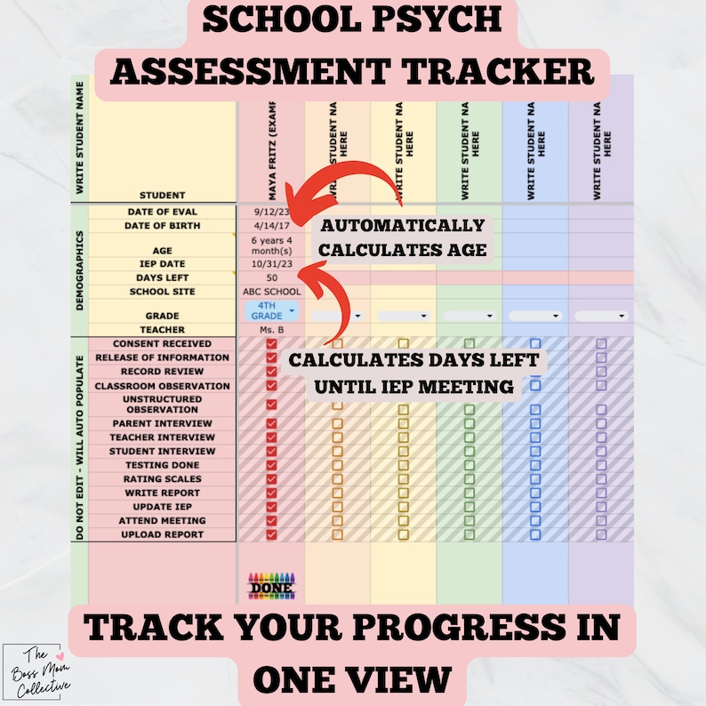 ASSESSMENT CHECKLIST | School Psychologist Caseload Spreadsheet ...