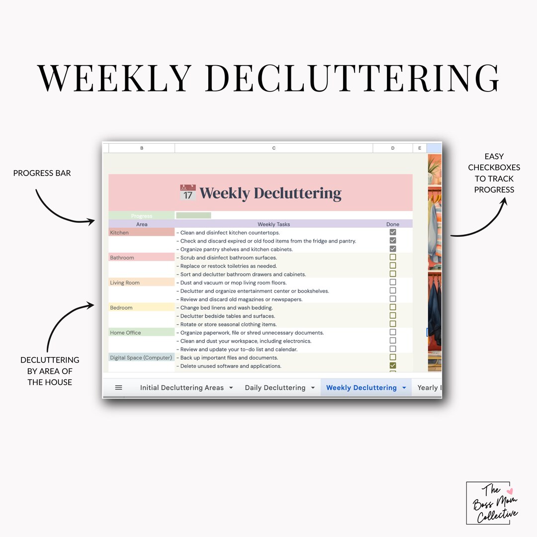Declutter Planner | Decluttering List | Decluttering Checklist Google Sheets Spreadsheet ...