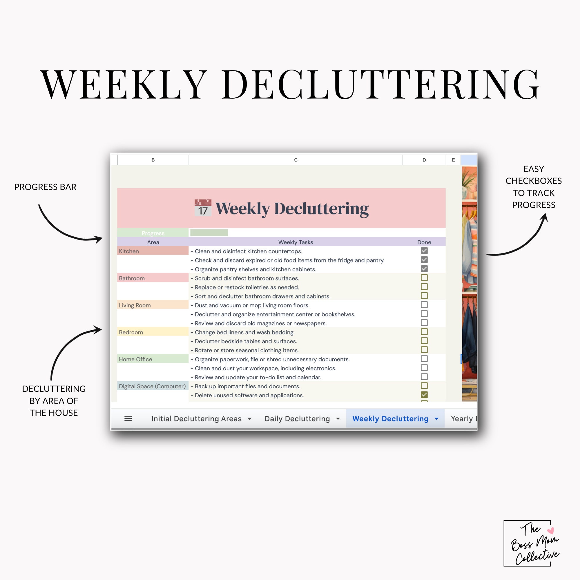 Declutter Planner | Decluttering List | Decluttering Checklist Google Sheets Spreadsheet ...
