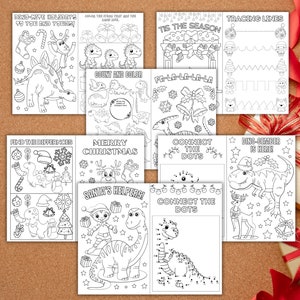 Dinosaur Coloring Pages | Christmas Coloring Page | Digital Download ...