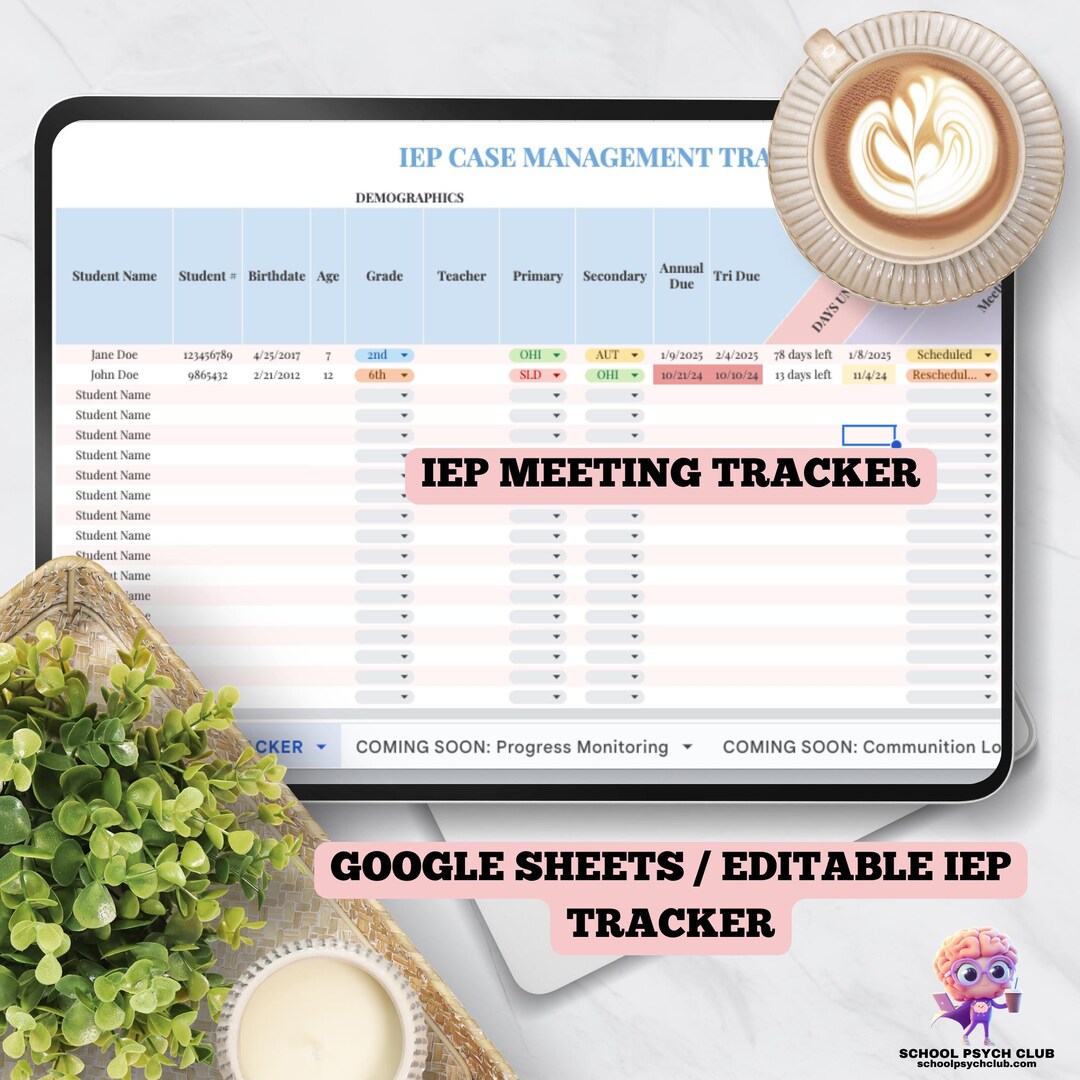 Editable IEP Meeting Tracker Special Education Planner IEP Goal ...