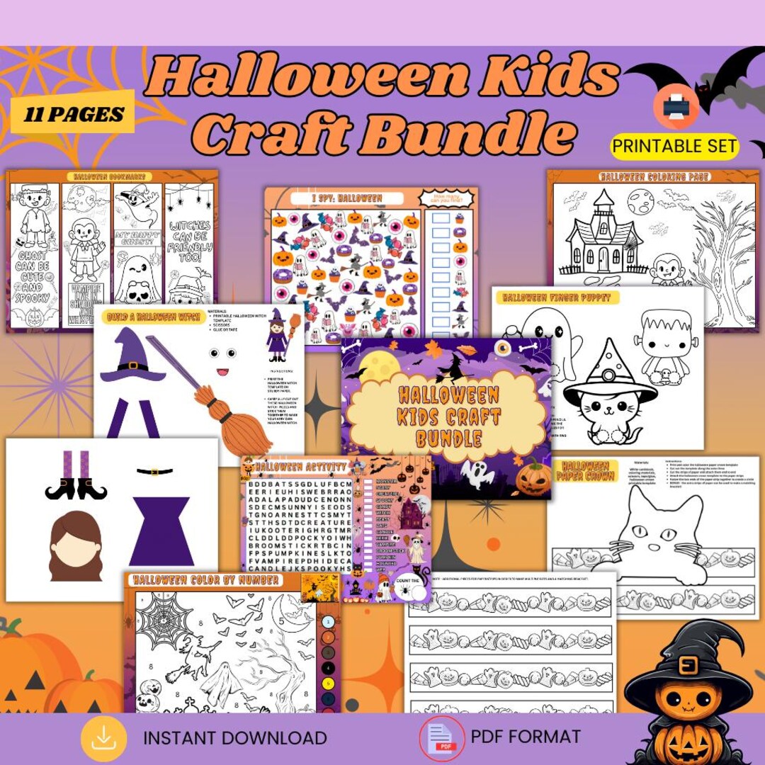 Halloween Craft Bundle | Printable Activities for Kids | Spooky Crafts ...