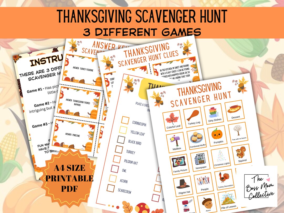 Thanksgiving Activity Pdf | Kids Thanksgiving Scavenger Hunt | Turkey ...