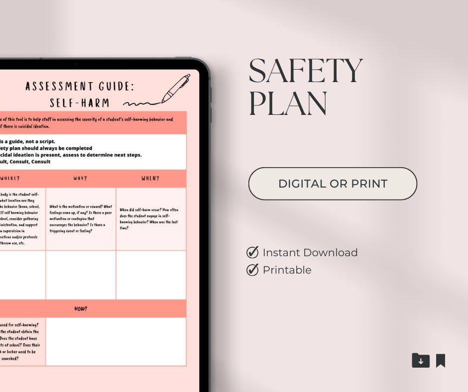 Crisis Safety Plan Therapy Aid Therapy Office Decor - Etsy
