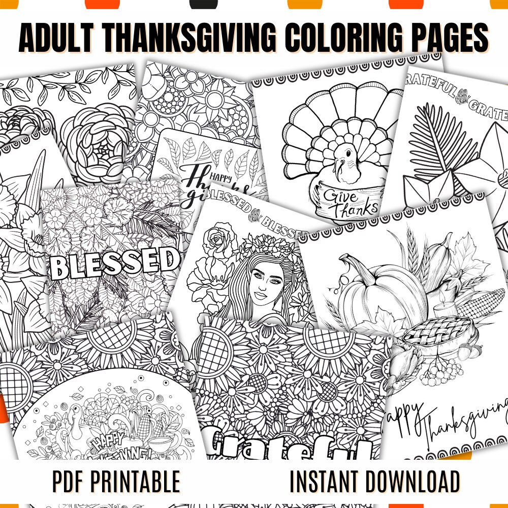 Fall Coloring Pages | Adult Coloring Pages | Thanksgiving Coloring Book ...