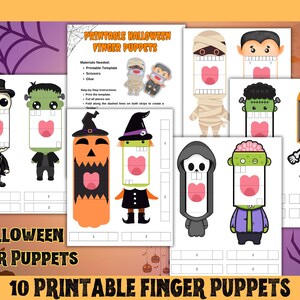 Halloween Finger Puppets - Printable Templates for Kids - DIY Craft ...