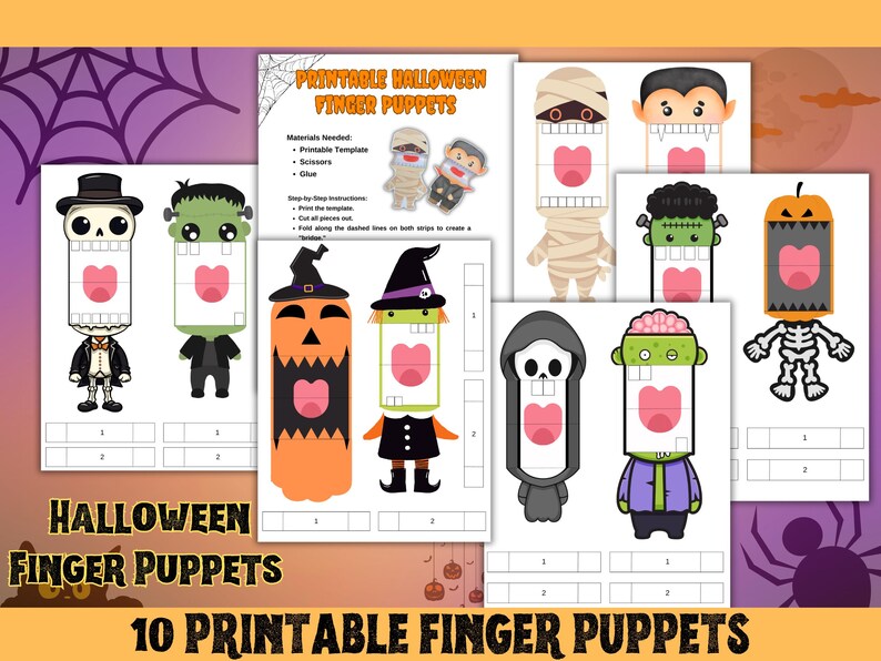 Halloween Finger Puppets Printable Templates for Kids DIY Craft ...