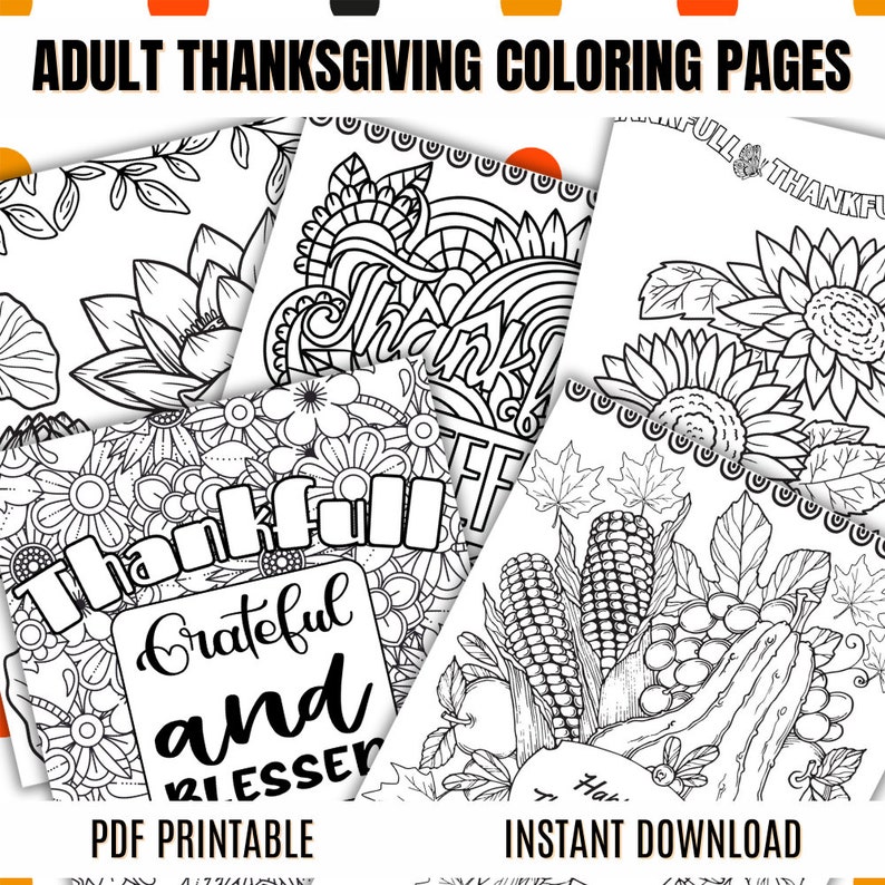 Fall Coloring Pages | Adult Coloring Pages | Thanksgiving Coloring Book ...