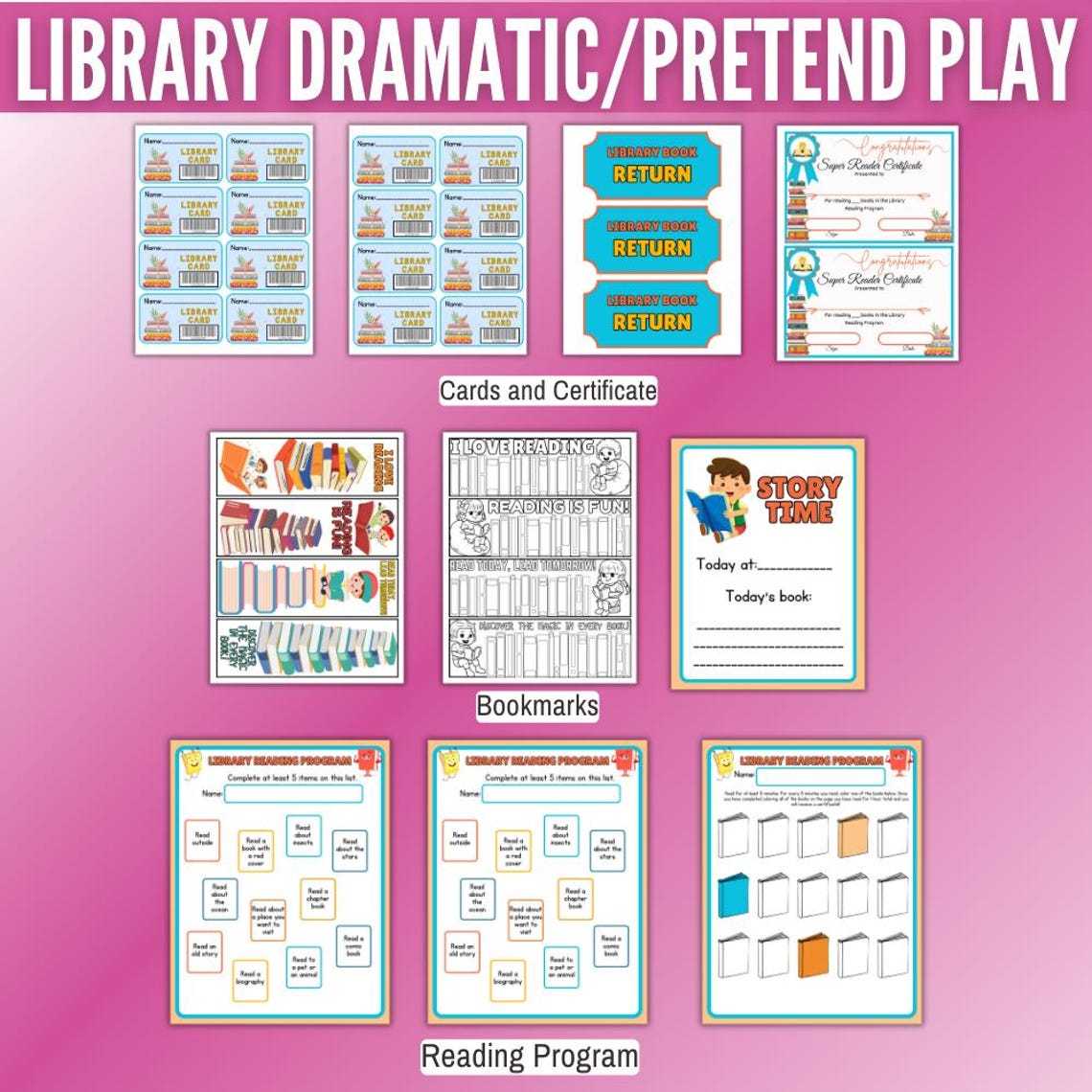 Library Dramatic Play Printable | Pretend Play Classroom | Imaginative ...