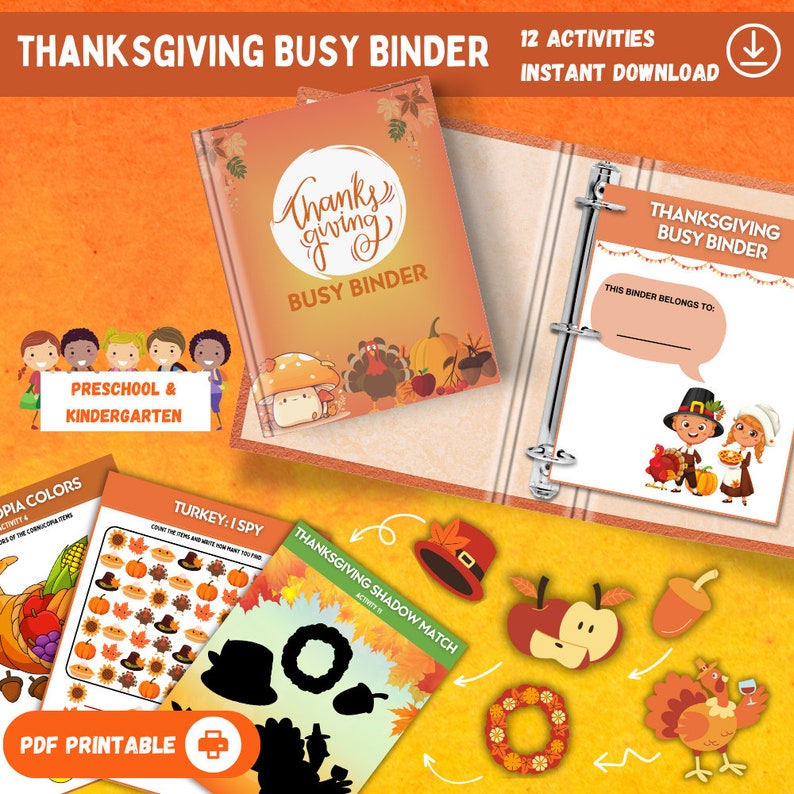 Thanksgiving Binder Busy Book Learning Binder Montessori Materials ...