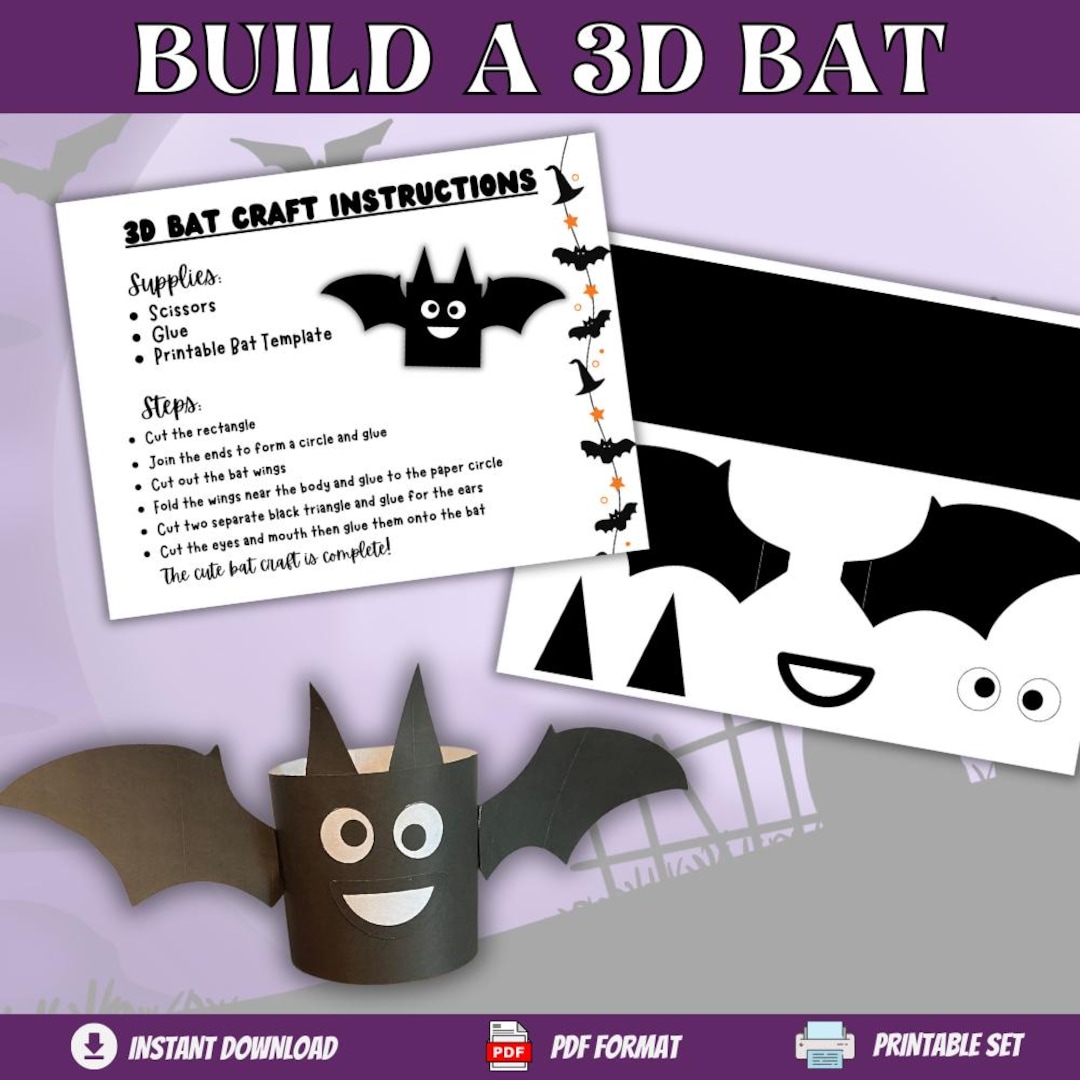 Bat Craft Template | Halloween Craft | Build A Bat | Bat Craft ...