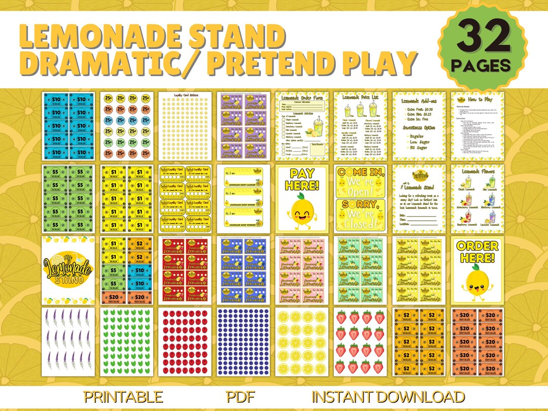 Lemonade Stand Dramatic Play Set |pretend Play |imaginative Play ...