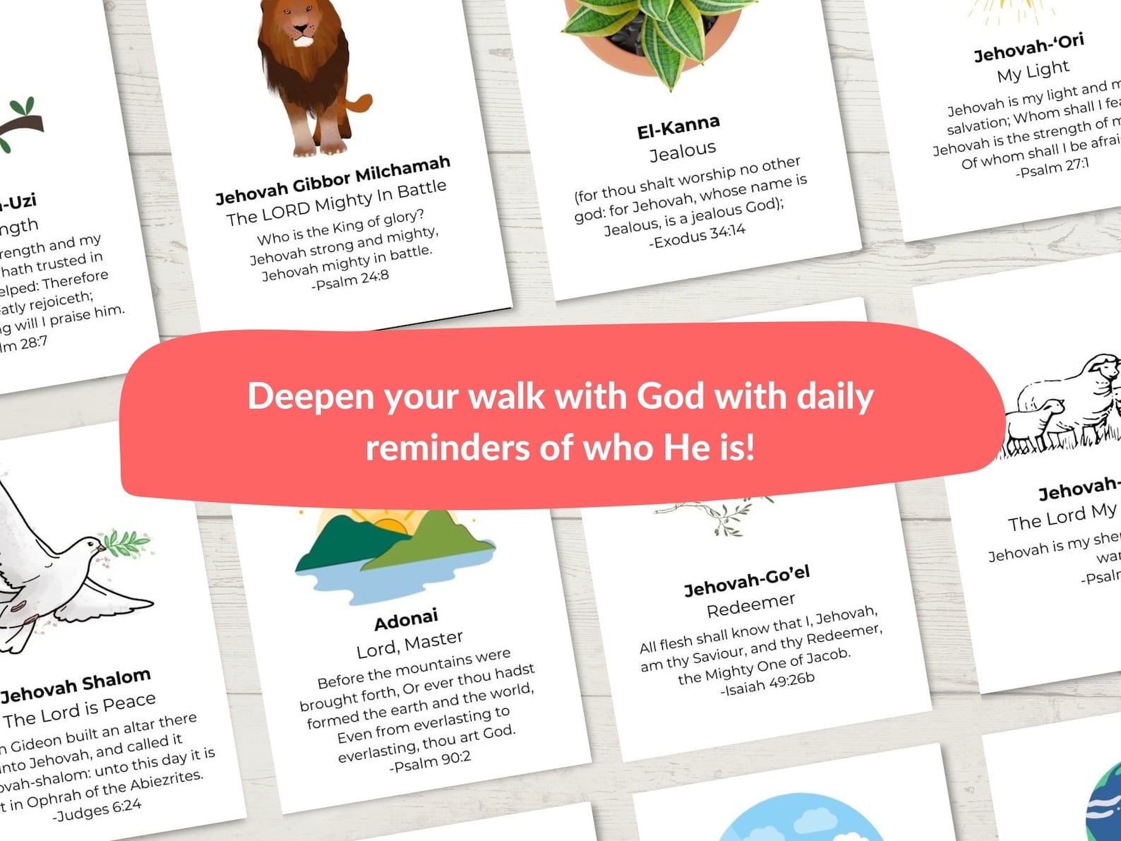 30 Names and Attributes of God Cards With Bible Verses | Printable ...