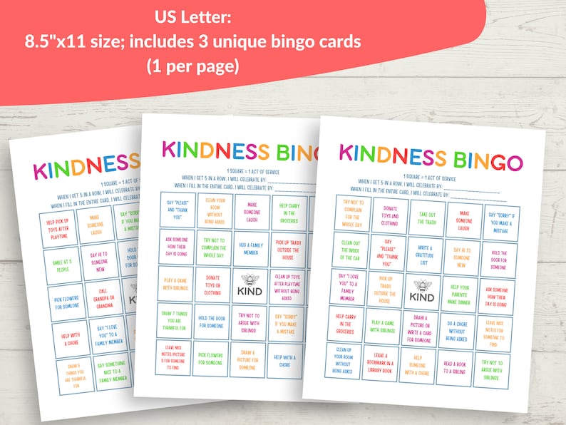 Kindness Bingo Cards for Kids | Printable Acts of Kindness | Kid’s ...