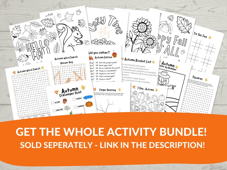 Fall Kids Game and Activity Bundle | Autumn Printable Activity Bundle ...